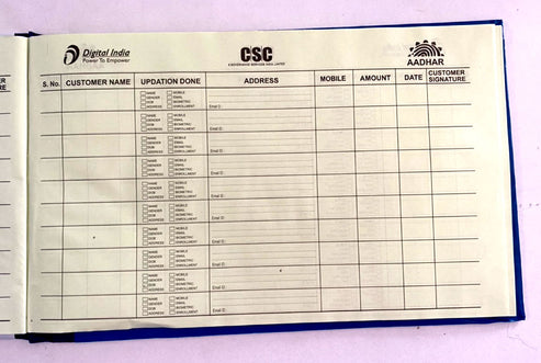 CSC Uidai Aadhaar Seva Kendra (UCL) Enrollment & Update Register ...