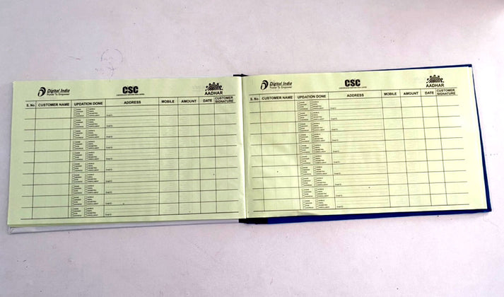 CSC Uidai Aadhaar Seva Kendra (UCL) Enrollment & Update Register ...